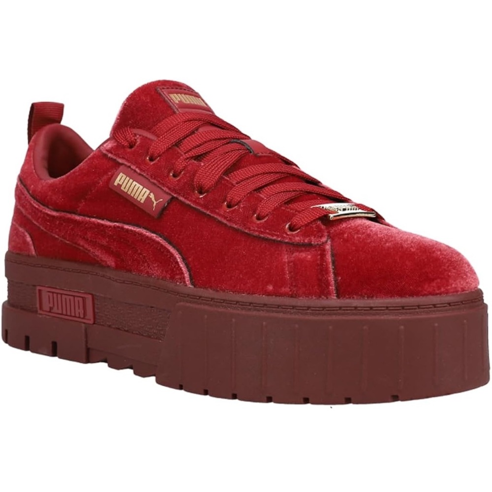 Puma Womens Mayze Velvet Logo Platform Sneakers Shoes… - Gem